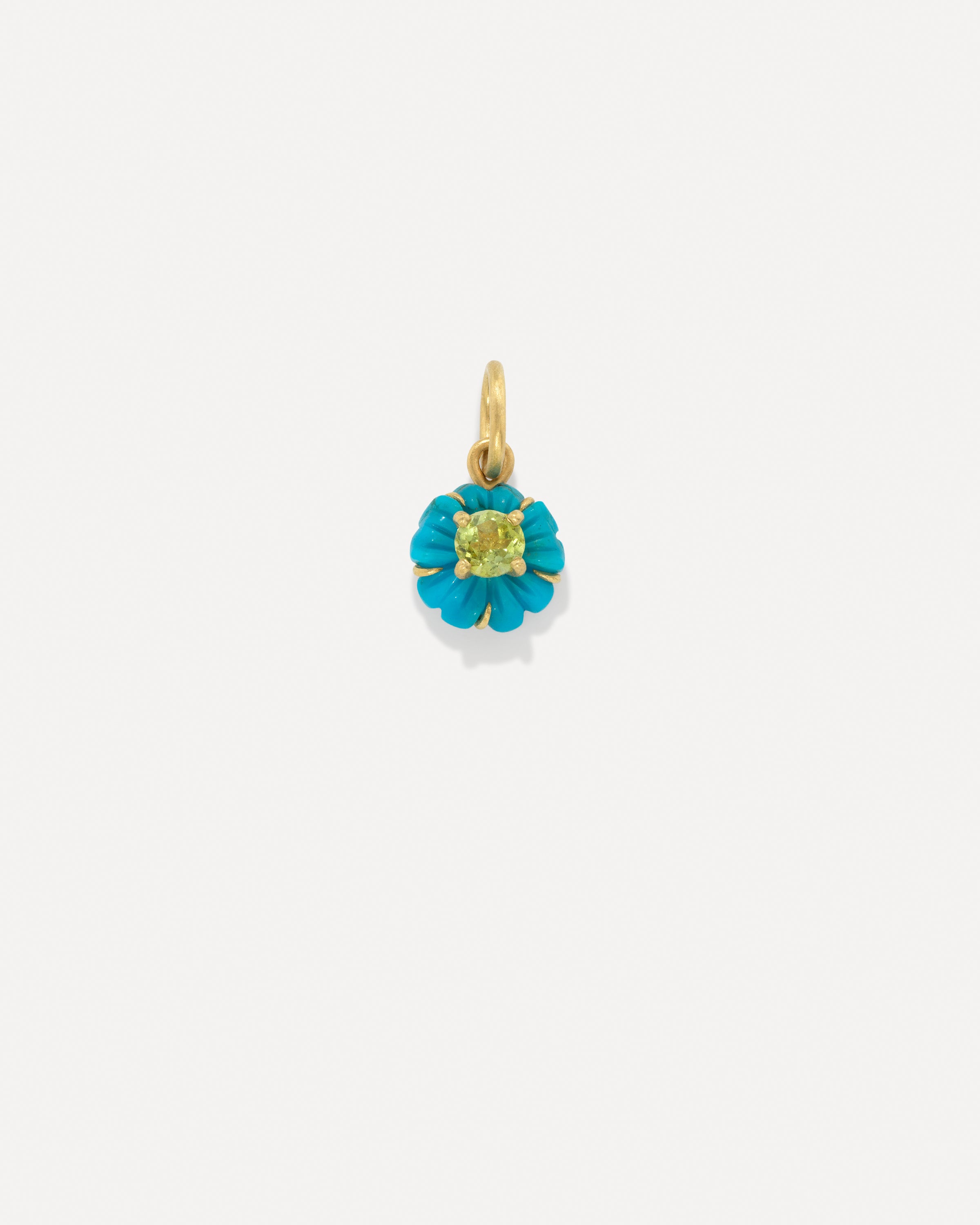 One of a Kind Turquoise and Green Tourmaline Tropical Flower Charm 18k ...