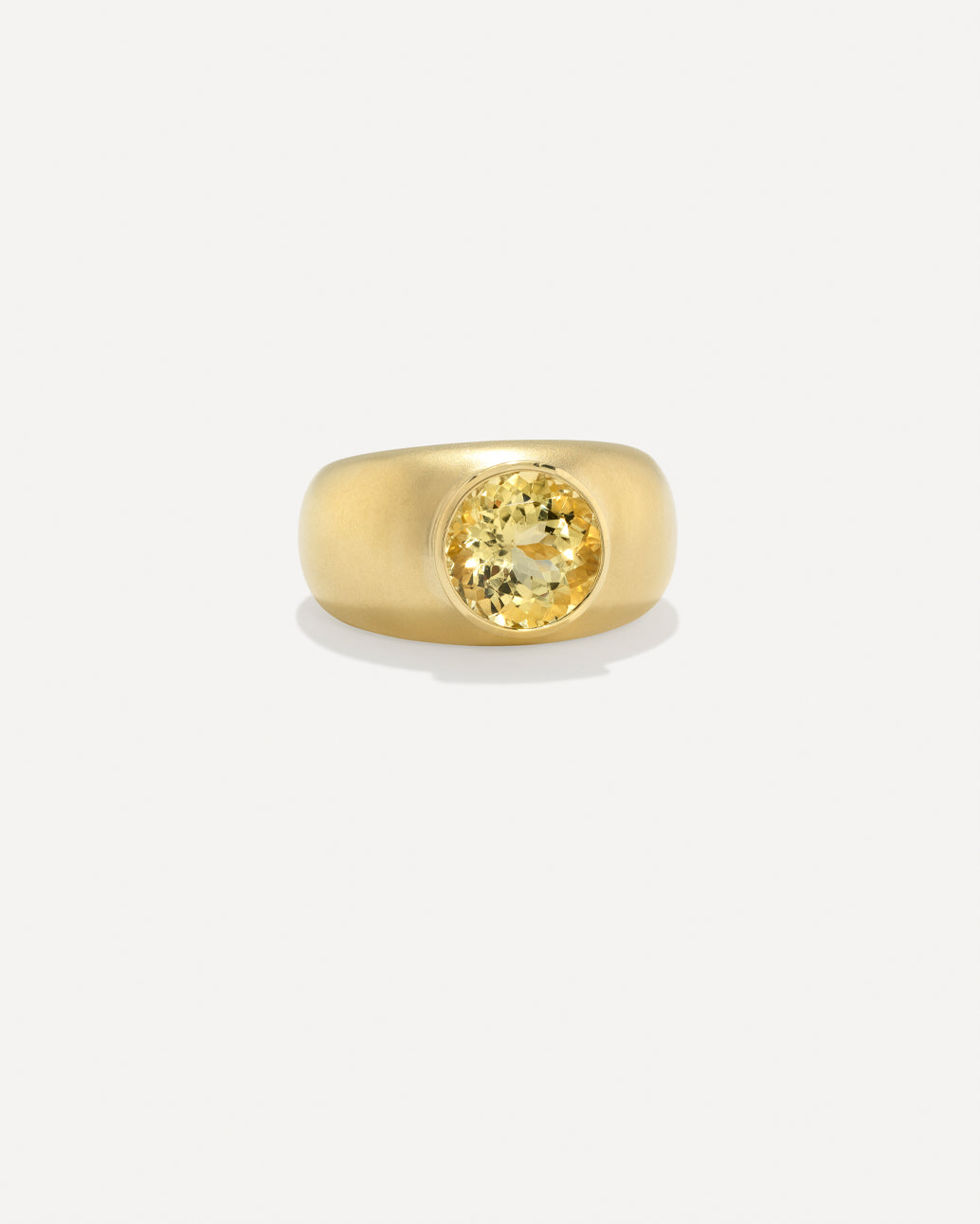 Medium Round Stone Gemmy Puffed Gold Ring Beryl 18k Yellow Gold – Irene ...